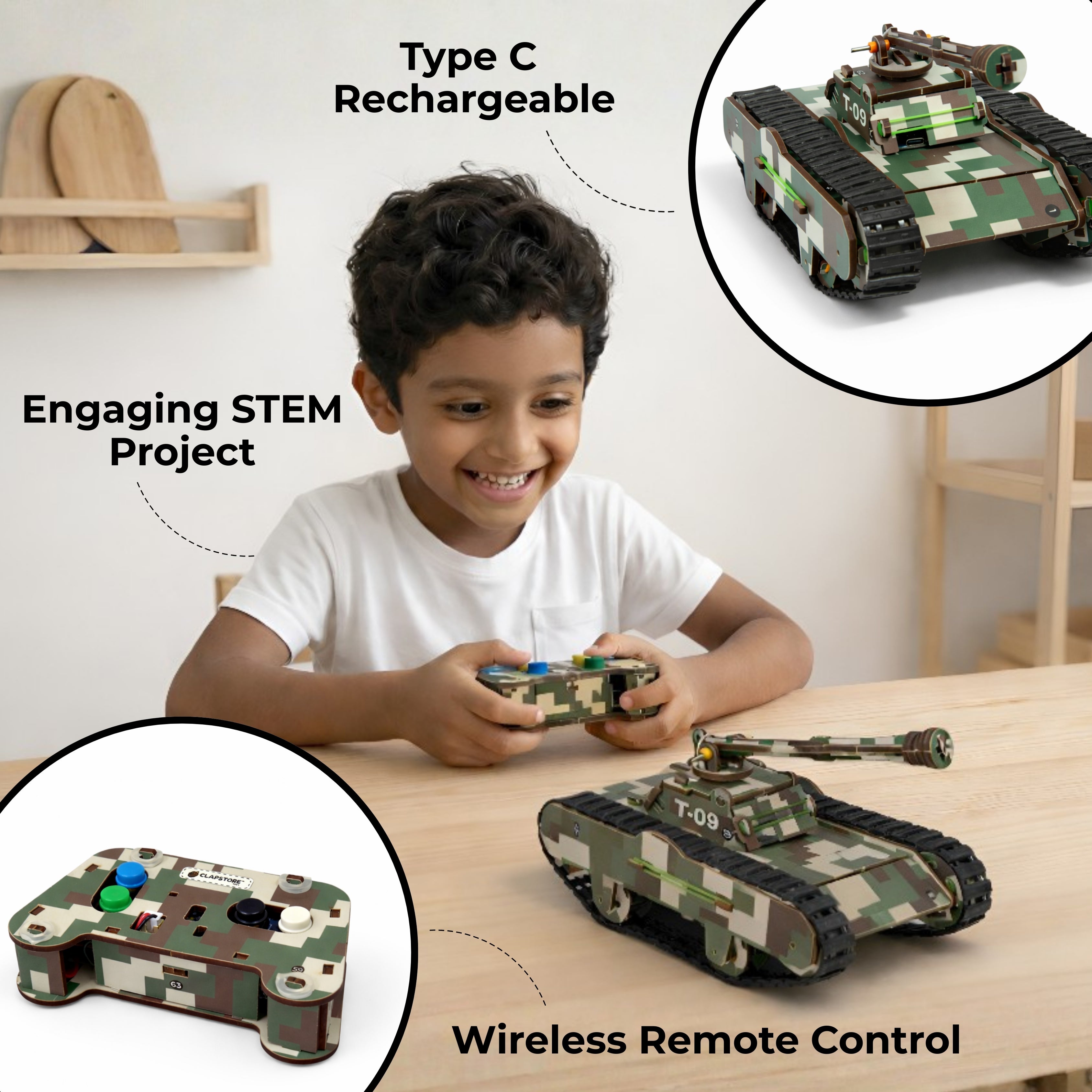 Sooper Brains™ DIY Army Tank Kit (Type-C Rechargeable) – Clapstore Toys
