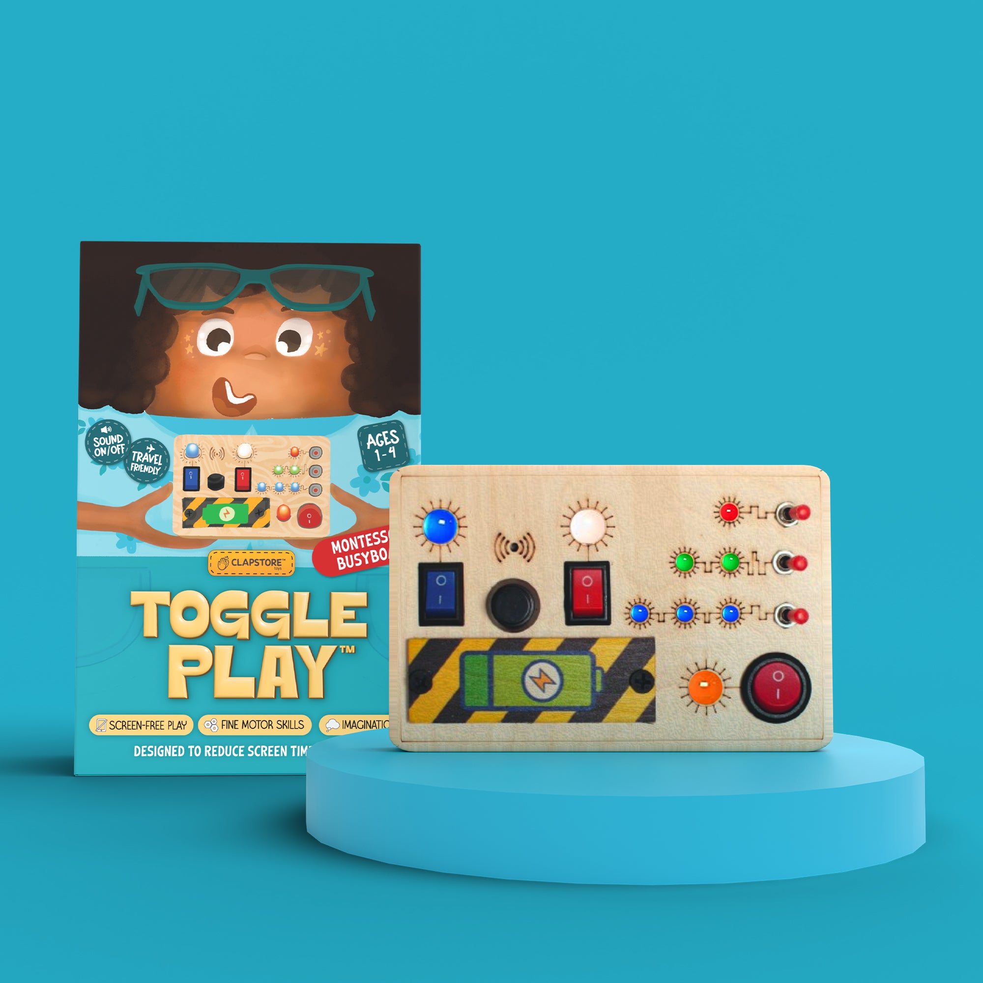 Buy Toggle Play screen-free Montessori Wooden Busy Board Toy for Kids ...